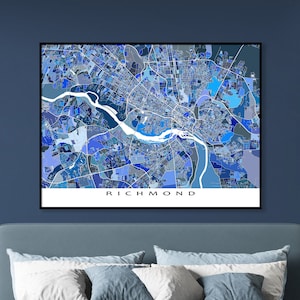 Richmond Virginia Map of Richmond VA Print Poster, Blue Geometric City ...