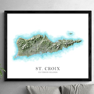 St Croix USVI Watercolor Style Wall Art Print Poster, Tropical Colorful ...