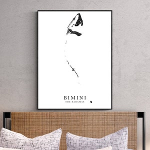 Bimini Islands the Bahamas Map Print Poster Black and White - Etsy