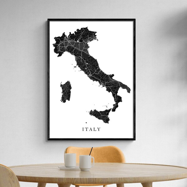 Large Map of Italy Poster - Etsy