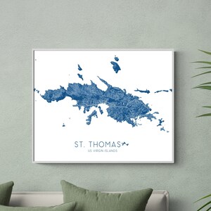 St Thomas Map of Saint Thomas US Virgin Islands Wall Art Print, 3D ...
