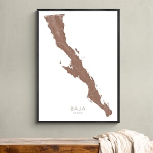 Baja California Map of Baja Map Wall Art Print, Topographic Landscape ...