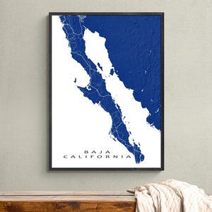 Baja California Map Poster and Baja Map Print for Baja Mexico Art ...