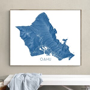 Oahu Map Print Poster Topographic Island Map of Oahu Hawaii - Etsy