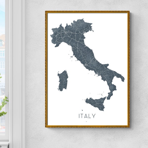 Topography Map of Italy - Etsy