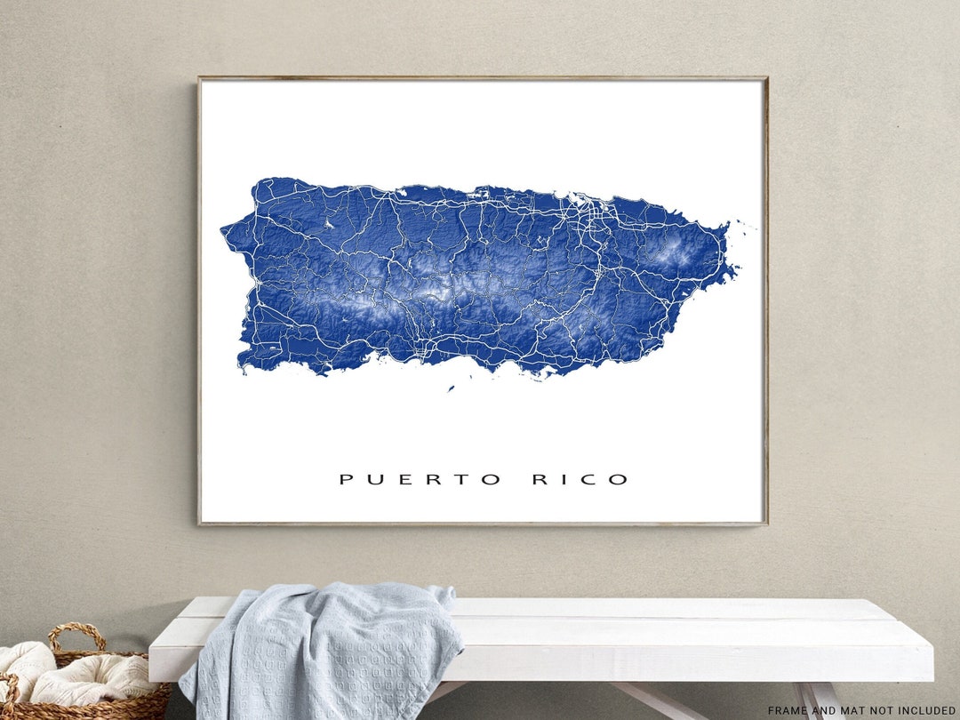 Puerto Rico Map Print, Puerto Rico Art, Caribbean Island Maps, Puerto ...