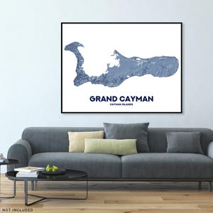 Grand Cayman Cayman Islands Map Wall Art Print Poster With Landscape ...