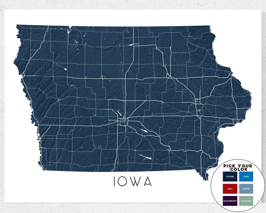 Iowa Map of Iowa Wall Art Print Poster Personalized 3D - Etsy