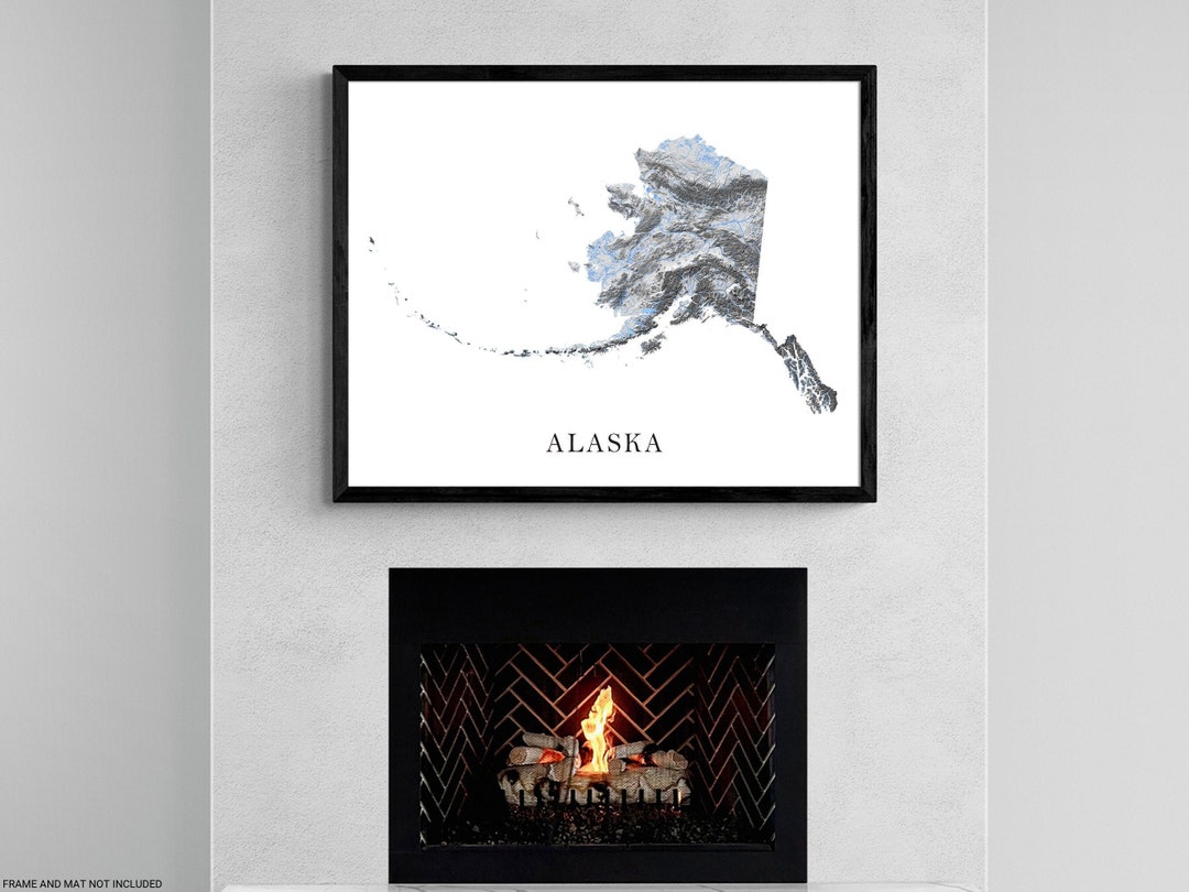 Alaska Art Prints, Alaska Map of Alaska Gifts, Black and White ...