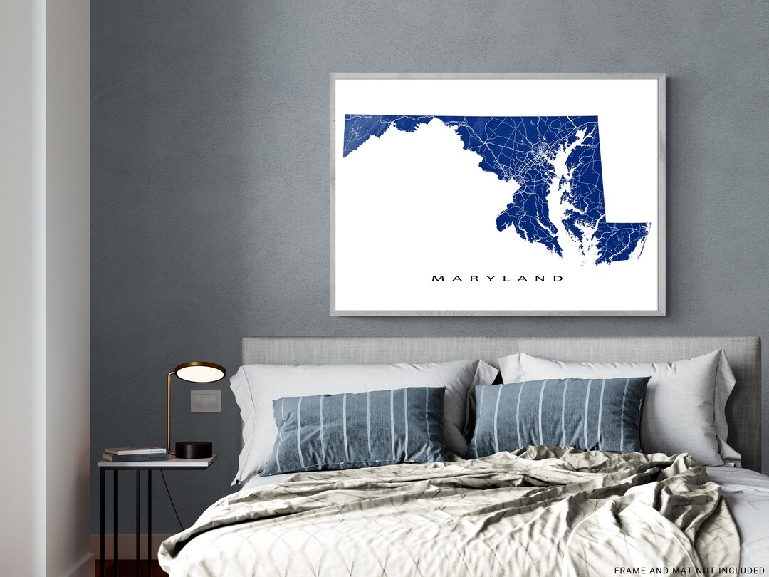 Maryland Art Prints and Maryland Map Print for MD State Map and ...