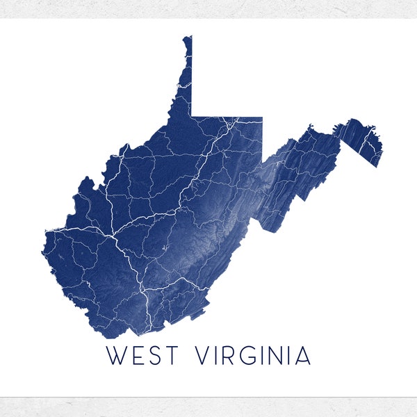Topographical Map of West Virginia - Etsy