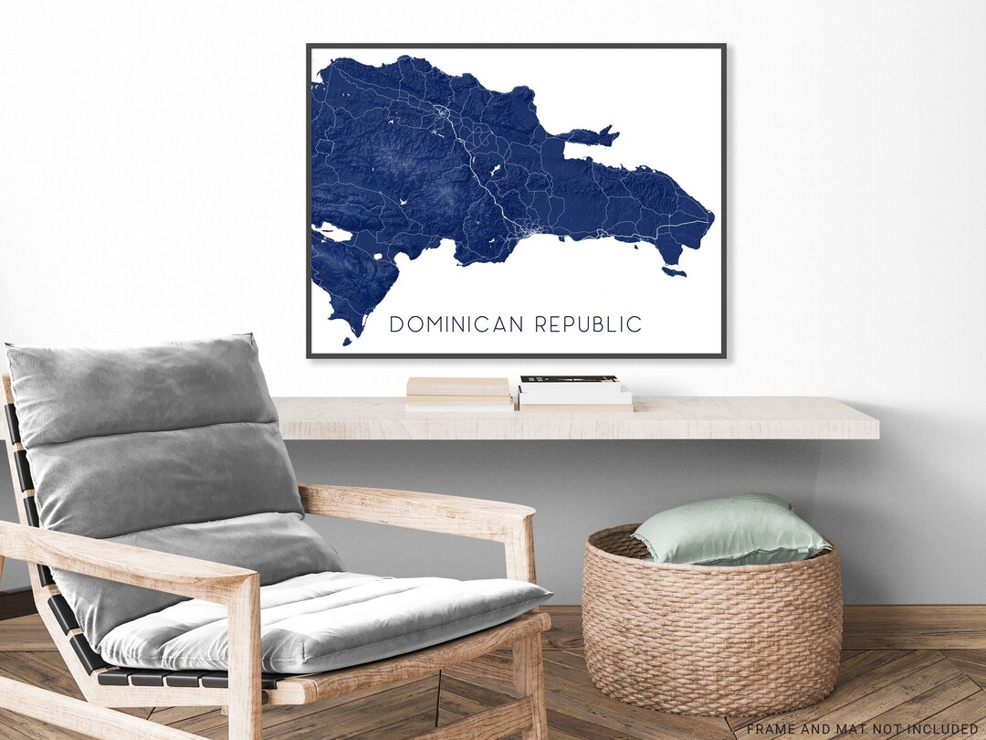 Dominican Republic Map Print Poster, Republica Dominicana Wall Art ...