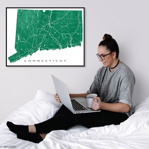 Connecticut Map and Connecticut Art Print for Connecticut State Maps ...