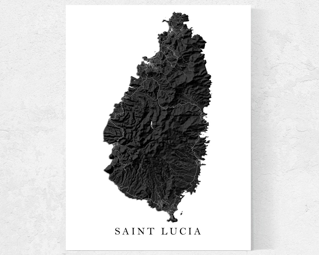 St Lucia Map Print Poster Map of Saint Lucia Wall Art Prints - Etsy