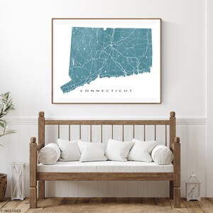 Connecticut Map and Connecticut Art Print for Connecticut State Maps ...