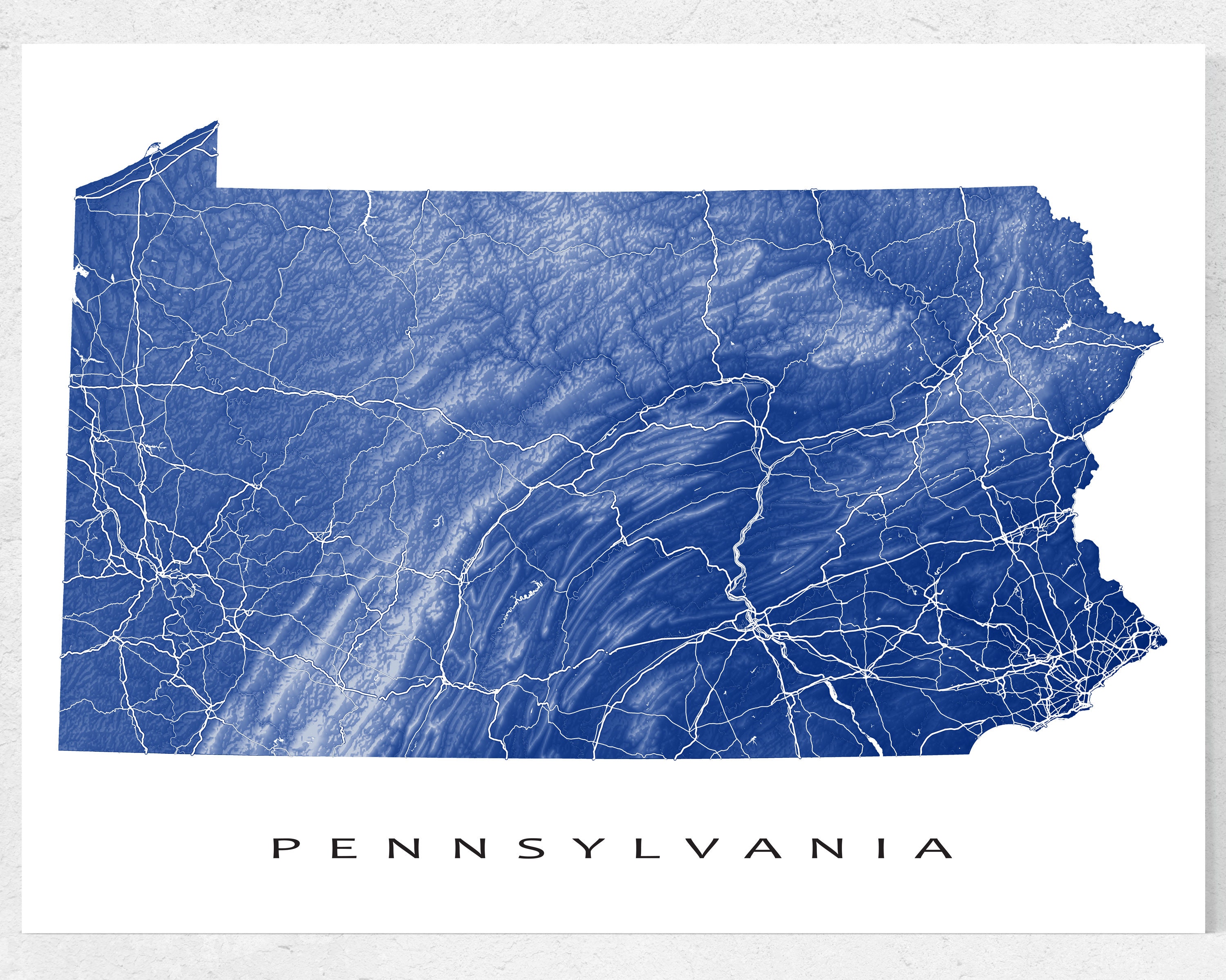Pennsylvania State Map Watercolor Print Maps Wall Art Travel Poster ...