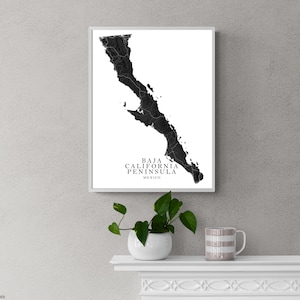 Baja California Map Print Poster, Baja Peninsula Mexico Wall Art Prints ...