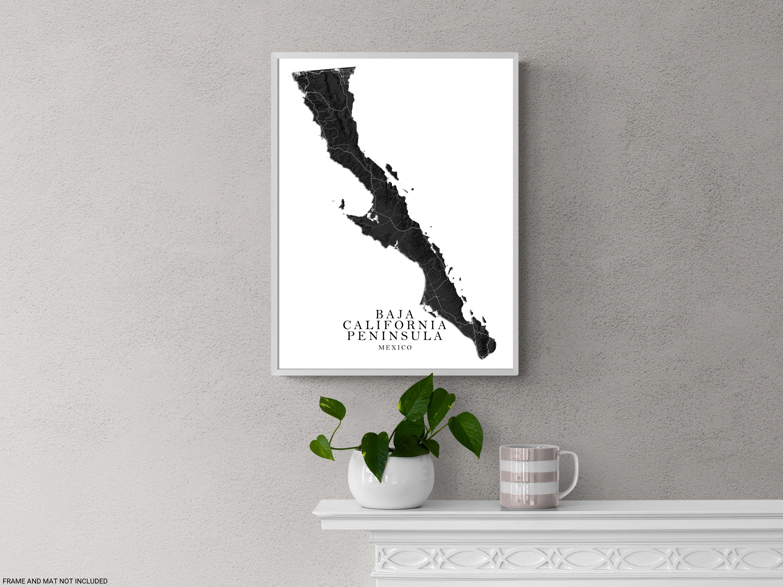 Baja California Map Print Poster, Baja Peninsula Mexico Wall Art Prints ...