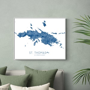 St Thomas Map Print and St Thomas USVI Map Poster for St Thomas US ...