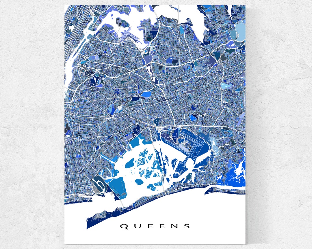 Queens Map Print and Map of Queens New York City Art Prints - Etsy
