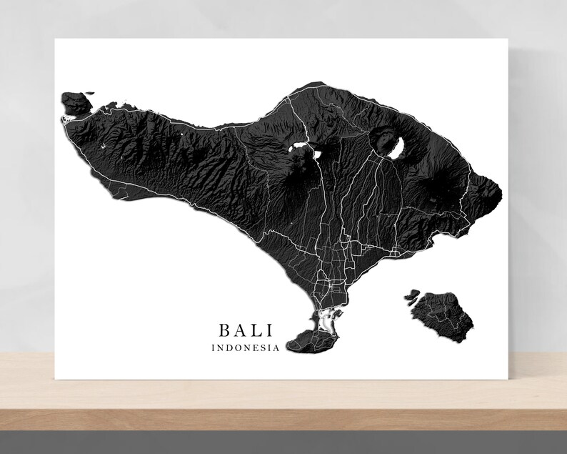 Bali Map of Bali Poster Print Balinese Island Black and White - Etsy