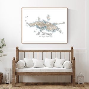 St Thomas USVI Map Print, Watercolor Style Contour Wall Art Poster - Etsy