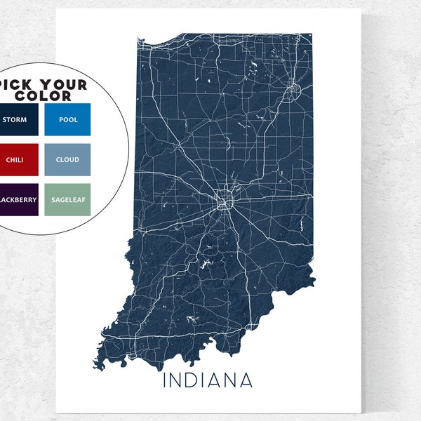 3d Topographical Map Indiana - Etsy