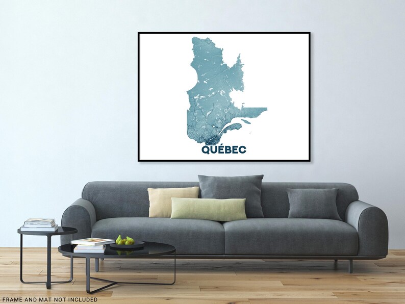 Quebec Print Poster Map of Quebec Canada Province Road Wall Art Maps ...