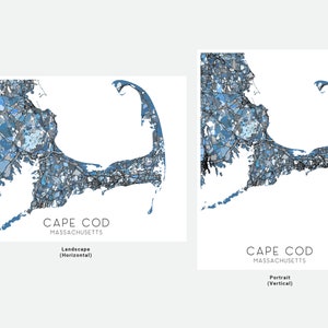 Cape Cod Map of Cape Cod Art Print, Denim Blue Geometric Cape Cod Wall ...