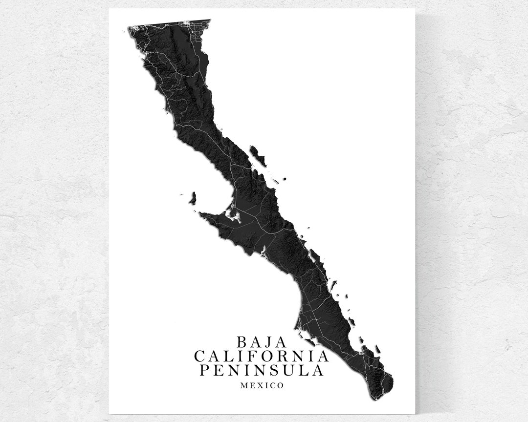 Baja California Map Print Poster, Baja Peninsula Mexico Wall Art Prints ...