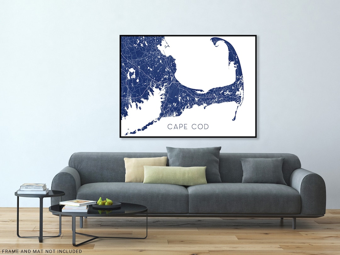 Cape Cod Map Print and Cape Cod Wall Art Poster for Cape Cod Art Prints ...