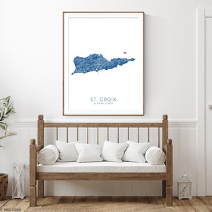 St Croix Map of Saint Croix US Virgin Islands Wall Art Print, 3D ...