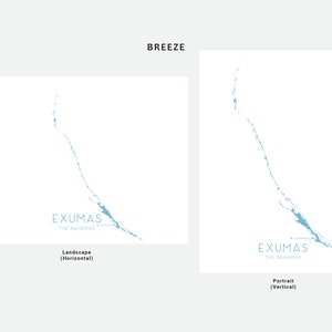 Exuma Bahamas Map of the Exumas Islands, the Bahamas Art Print for Home ...