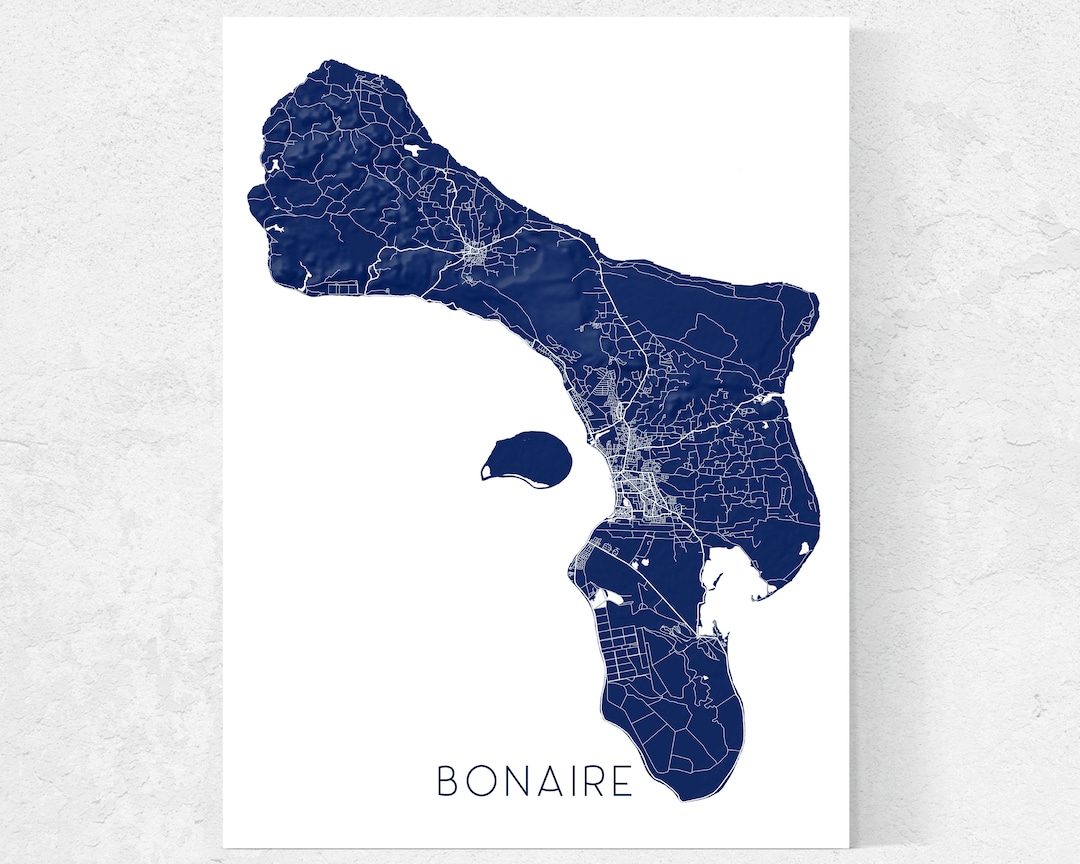 Bonaire Island Map of Bonaire Wall Art Print Poster, 3D Topographic ...