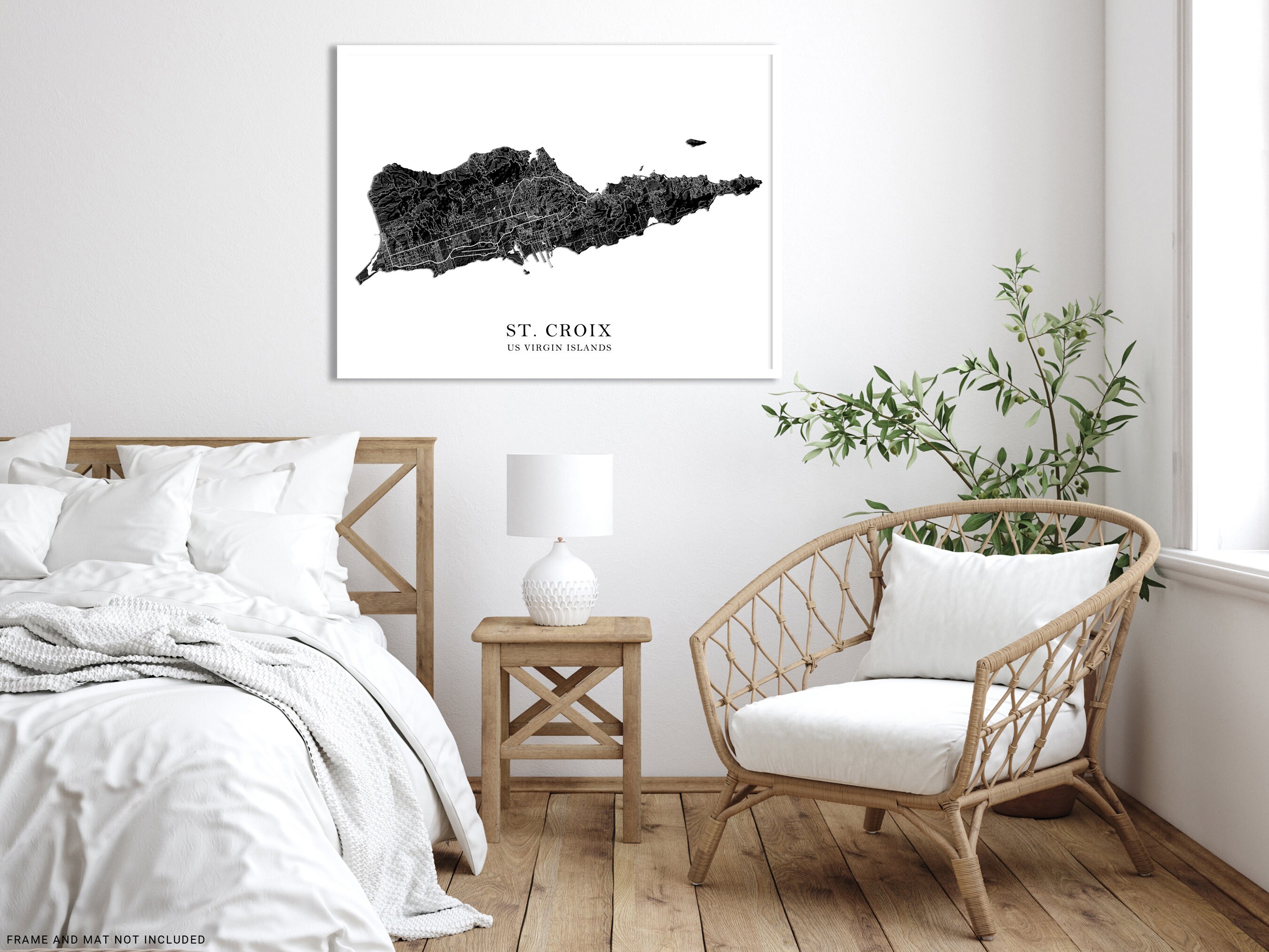St Croix Map of St Croix USVI Wall Art Print, Saint Croix US Virgin ...