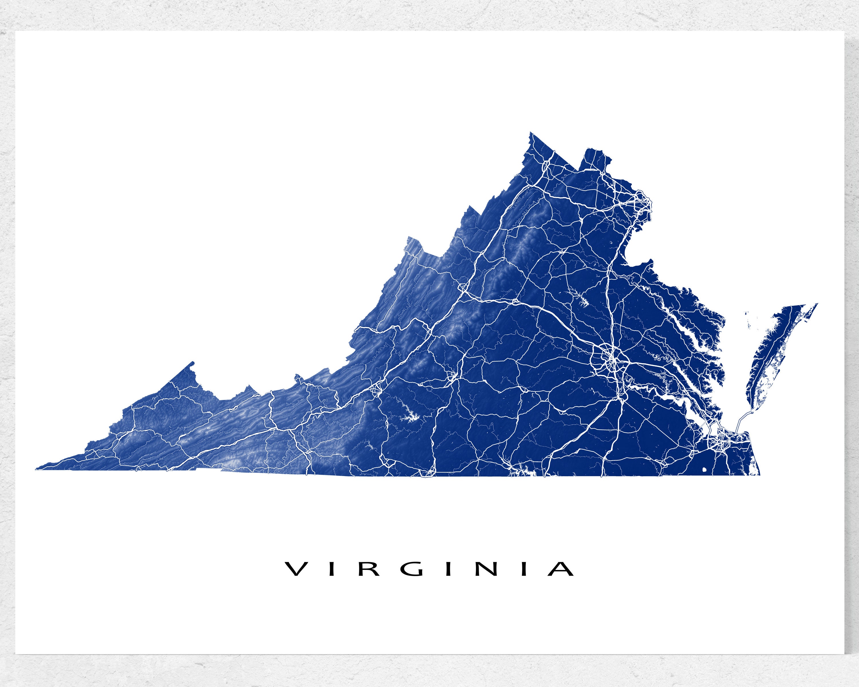 Virginia Map Virginia Art Print USA State Outline VA Map | Etsy