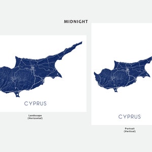 Cyprus Map of Cyprus Country Map, Blue Cypress Wall Art Print With ...