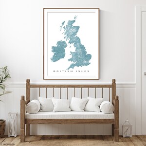 British Isles Map Art Print Poster, United Kingdom Map Prints, Ireland ...