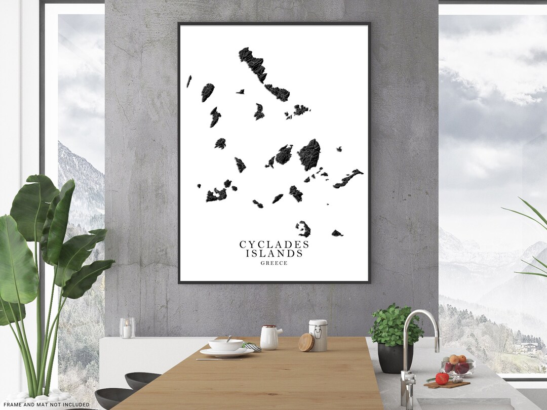 Cyclades Greek Islands Map Print Poster, Greece Island Wall Art Prints ...