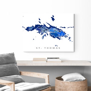St. Thomas Map of St Thomas USVI Maps, Geometric Blue St. Thomas Virgin ...