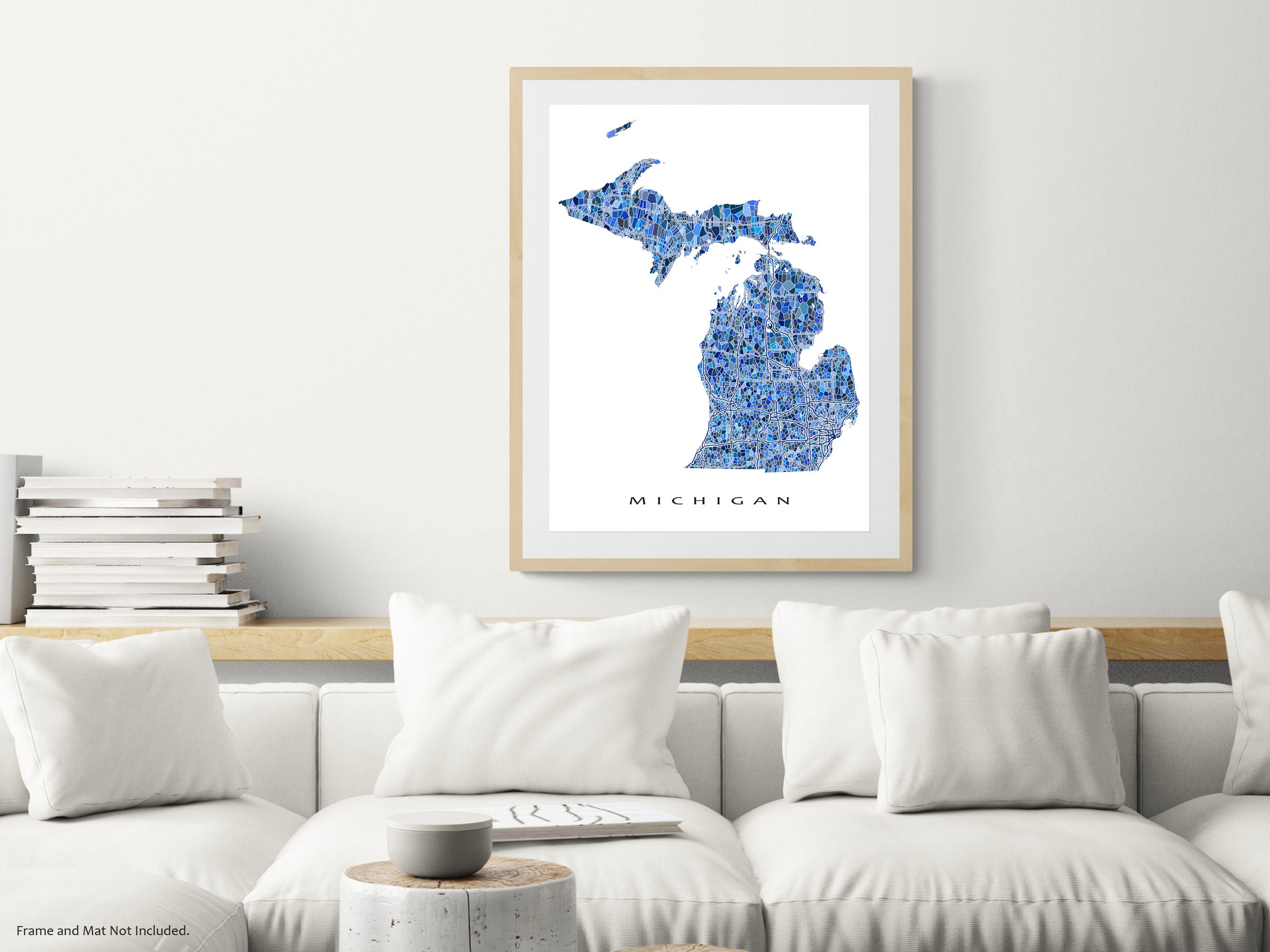 Michigan Map Prints Michigan State Maps Map of Michigan - Etsy