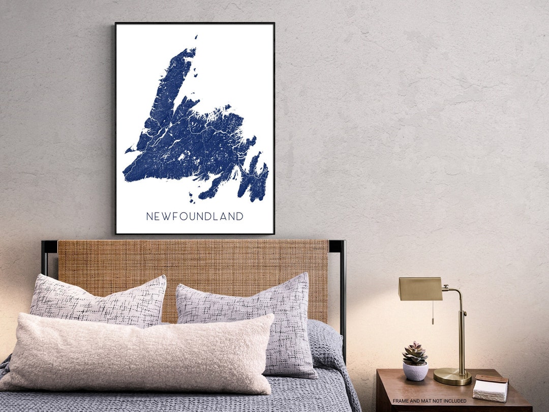 Newfoundland Map Print Poster, Topographic Landscape Map of ...