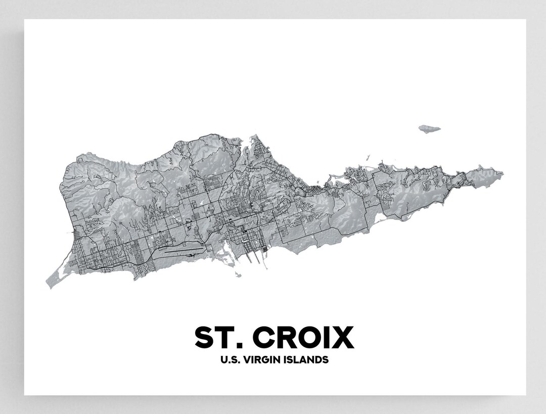 St Croix Map of Saint Croix US Virgin Islands Poster Print, Topographic ...