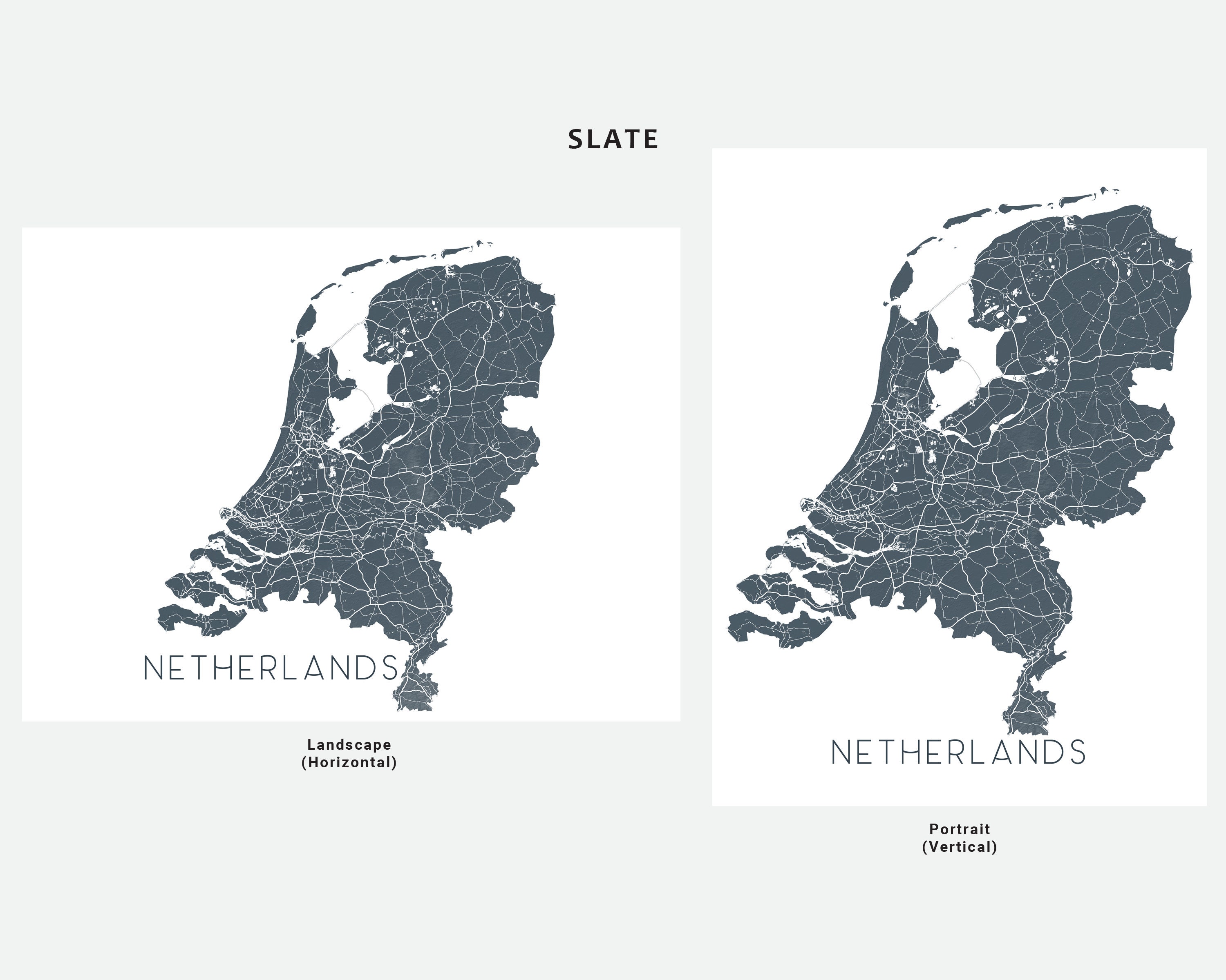 Netherlands Map Print Poster, the Netherlands Wall Art Prints, 3D ...