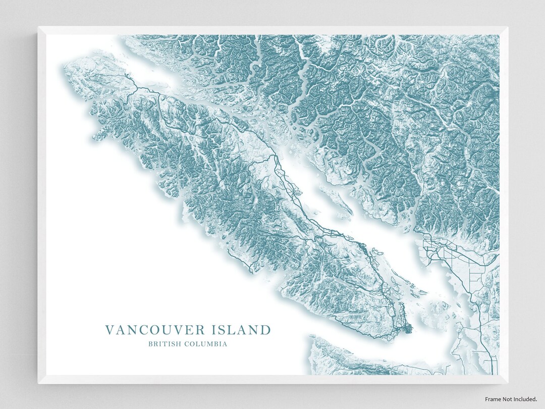 Vancouver Island Topographic Map Wall Art Print or Poster With - Etsy
