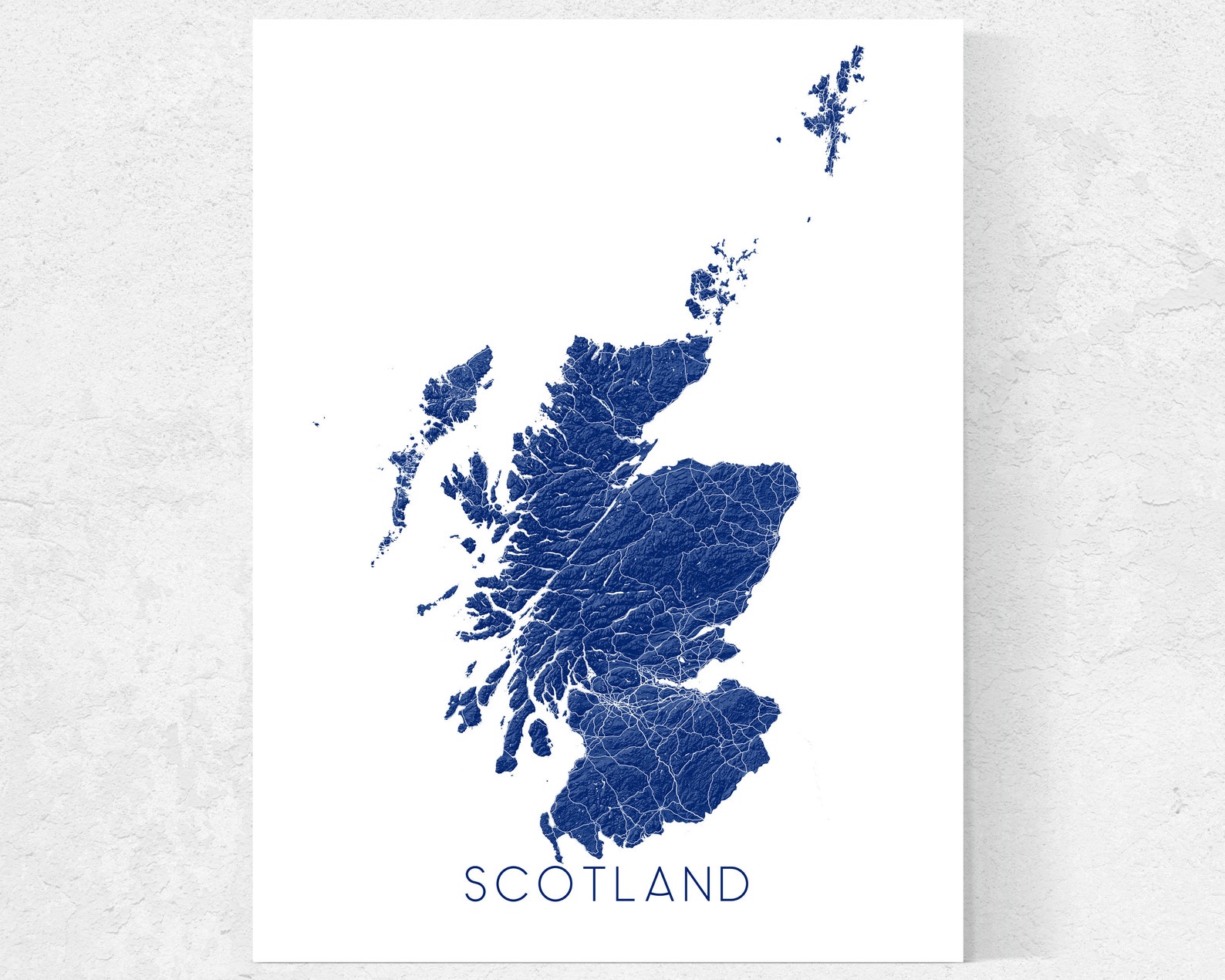 Scotland Map of Scotland Wall Art Print Poster, Topographic Landscape ...