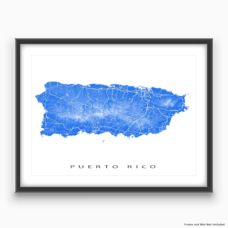Puerto Rico Map Print Puerto Rico Art Caribbean Island Maps | Etsy