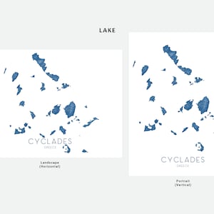 Cyclades Map of the Cyclades Islands, Cyclades Greece Art Print, Greek ...