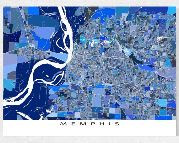 Memphis Wall Art Print and Memphis Map Poster for Blue | Etsy