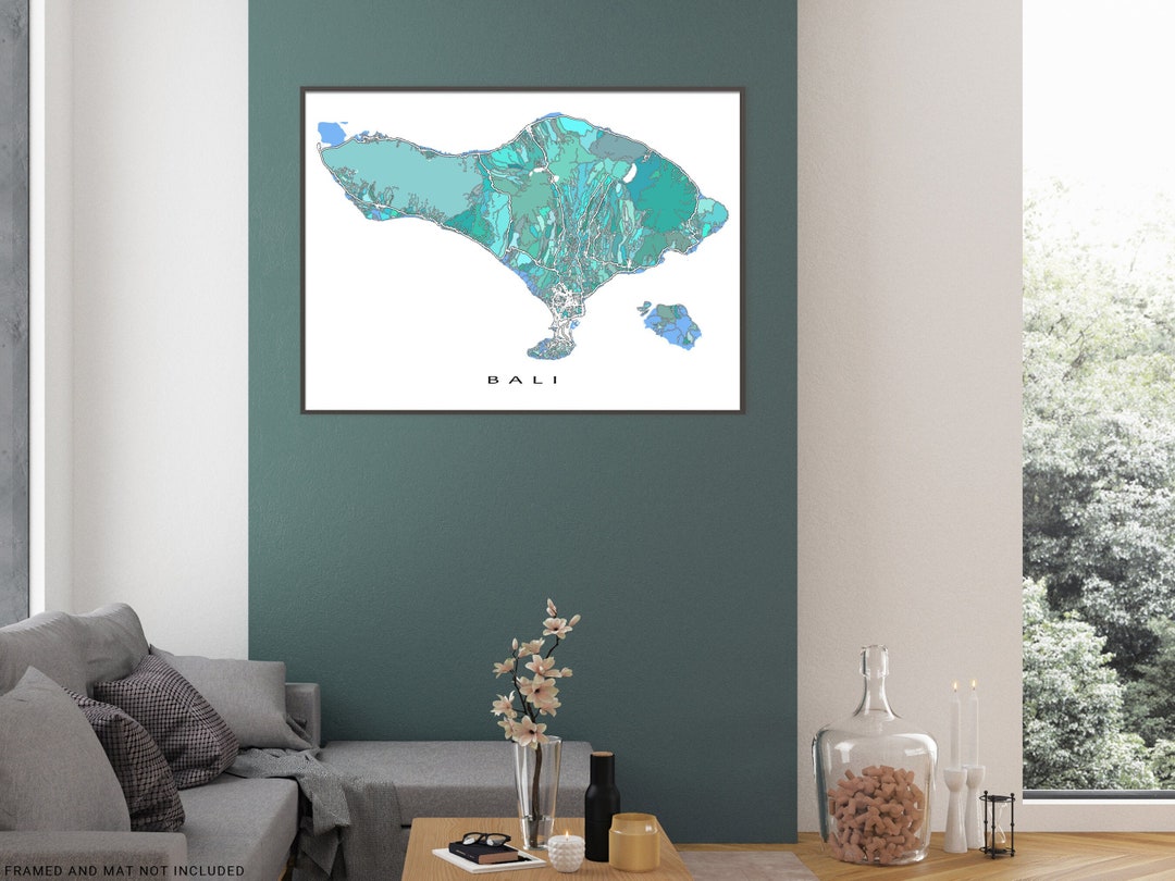 Bali Poster and Turquoise Geometric Bali Maps for Bali Decor and Bali ...